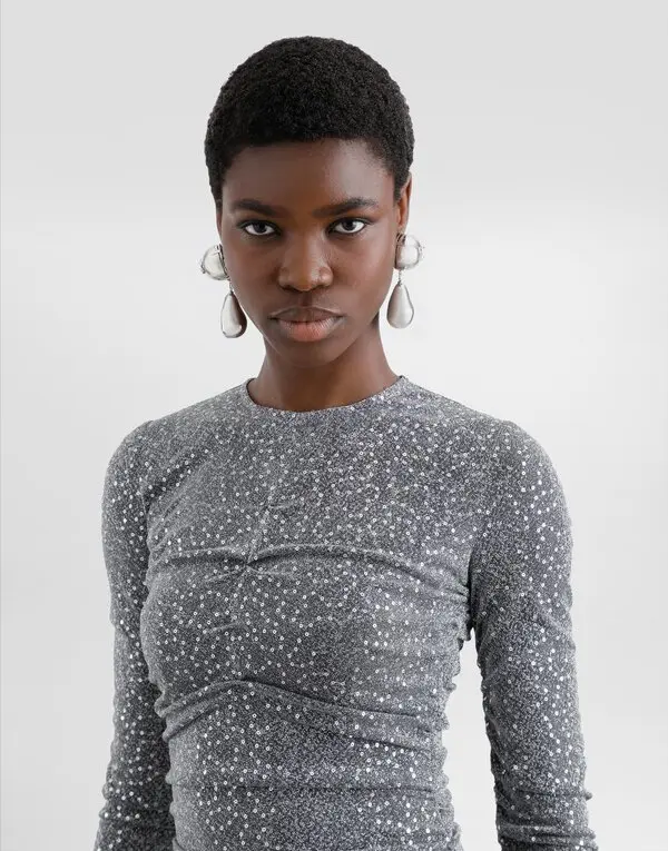 Dolce & Gabbana Sequined Draped Dress - Silver