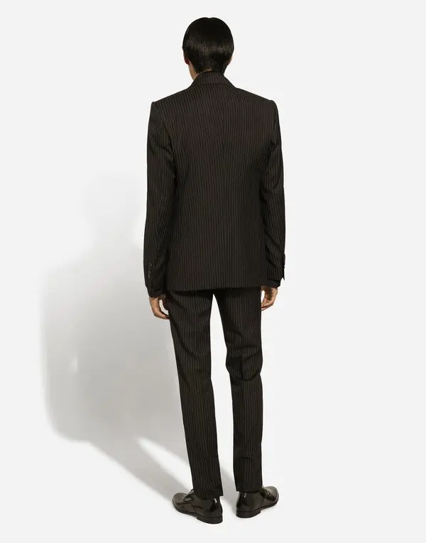 Dolce & Gabbana Tailored Pinstripe Virgin Wool Pants - Black