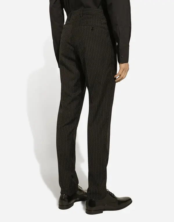 Dolce & Gabbana Tailored Pinstripe Virgin Wool Pants - Black