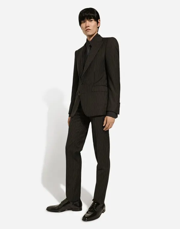 Dolce & Gabbana Tailored Pinstripe Virgin Wool Pants - Black