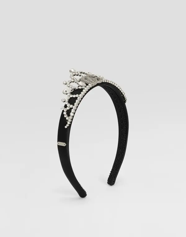Dolce & Gabbana Satin Tiara With Rhinestones - Black