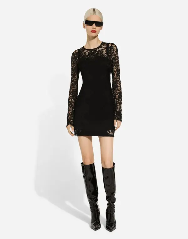 Dolce & Gabbana Cordonetto Lace Mini Dress - Black