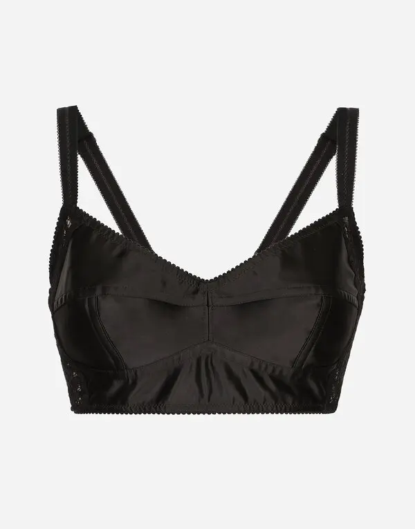 Dolce & Gabbana Satin And Lace Bralette Top - Black