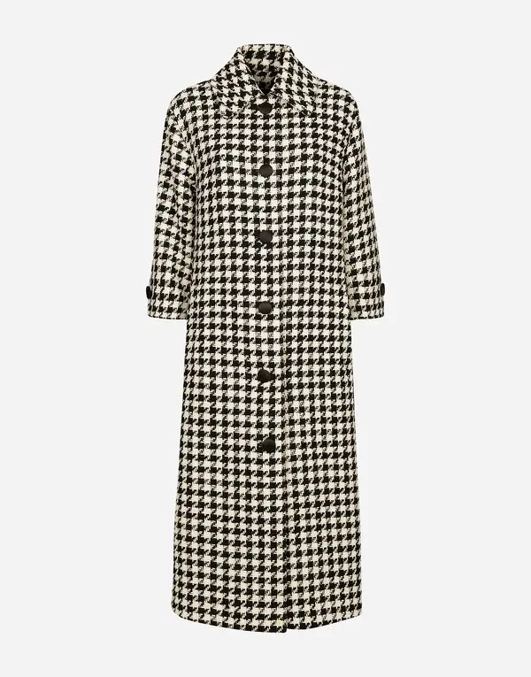 Dolce & Gabbana Single-breasted Macro-houndstooth Wool Coat