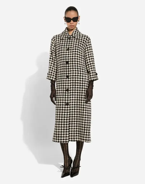 Dolce & Gabbana Single-breasted Macro-houndstooth Wool Coat