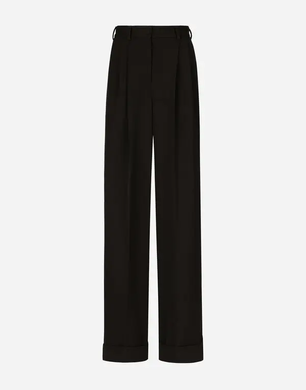 Dolce & Gabbana Flared Woolen Trousers - Black