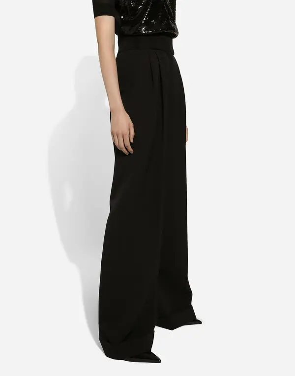 Dolce & Gabbana Flared Woolen Trousers - Black