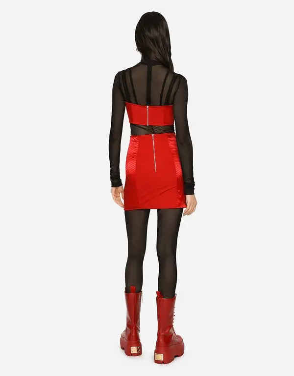 Dolce & Gabbana Satin Miniskirt With Hook-and-eye Fastenings