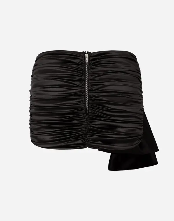 Dolce & Gabbana Draped Satin Mini Skirt With Bow
