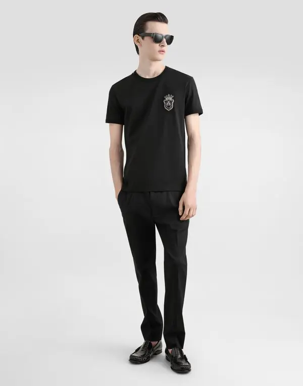 Dolce & Gabbana Cotton T-shirt With Heraldic Patch - Black