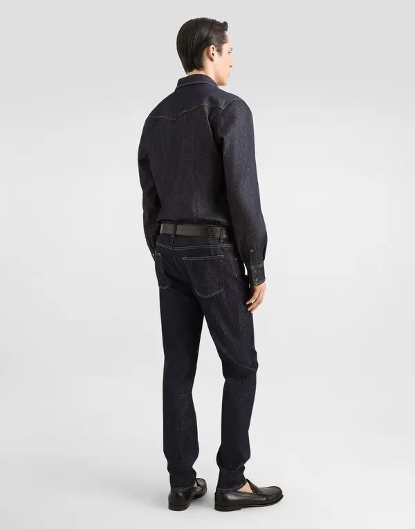 Dolce & Gabbana Denim Shirt With Heraldic Emblem - Multicolor