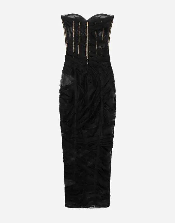 Dolce & Gabbana Tulle Corset Dress With Draping