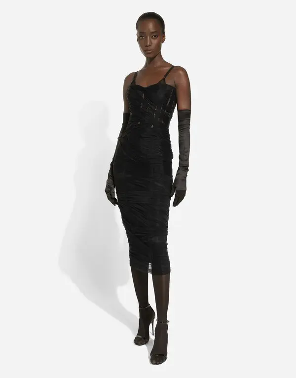 Dolce & Gabbana Tulle Corset Dress With Draping