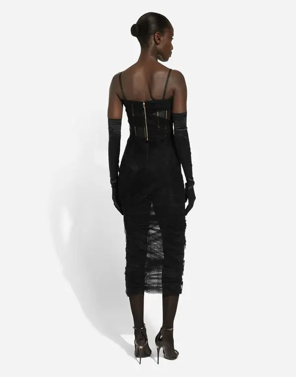 Dolce & Gabbana Tulle Corset Dress With Draping