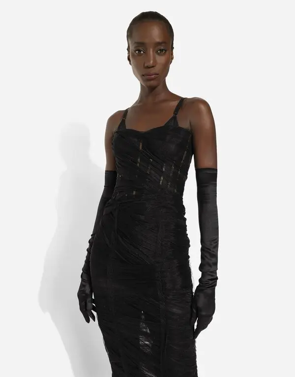 Dolce & Gabbana Tulle Corset Dress With Draping