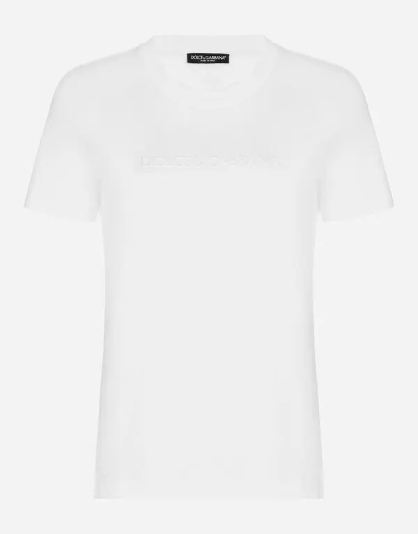 Dolce & Gabbana Jersey T-shirt With Flocked Detail - White