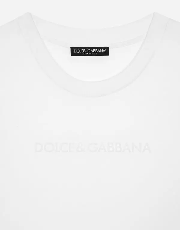 Dolce & Gabbana Jersey T-shirt With Flocked Detail - White