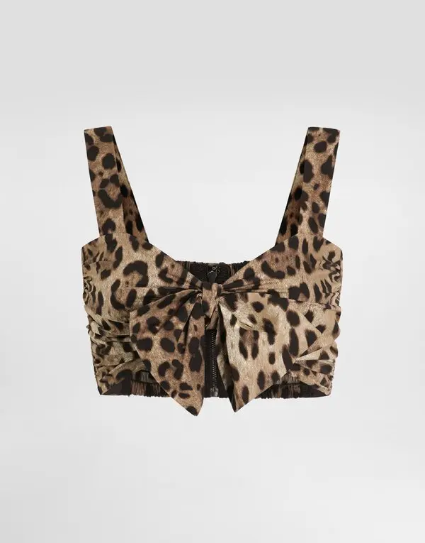 Dolce & Gabbana Leopard Print Poplin Top - Animal Print