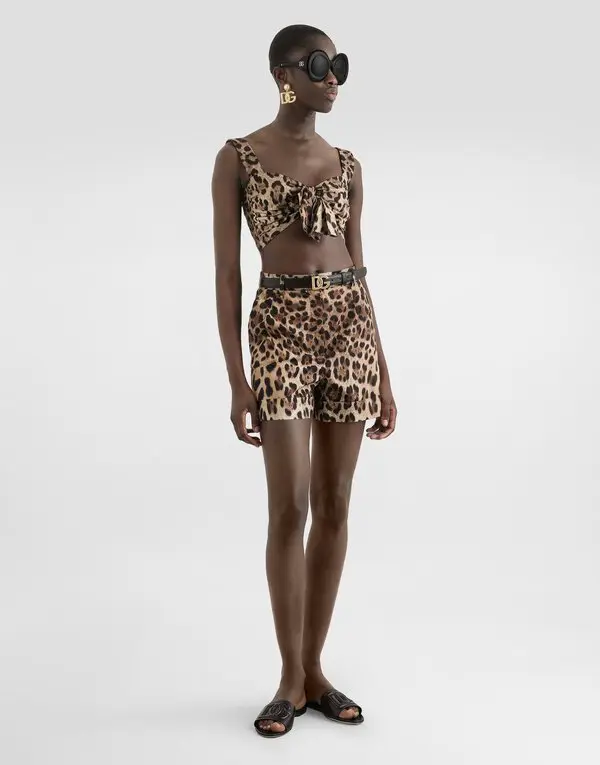 Dolce & Gabbana Leopard Print Poplin Top - Animal Print