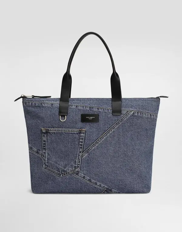 Dolce & Gabbana Patchwork Denim Shopper - Blue