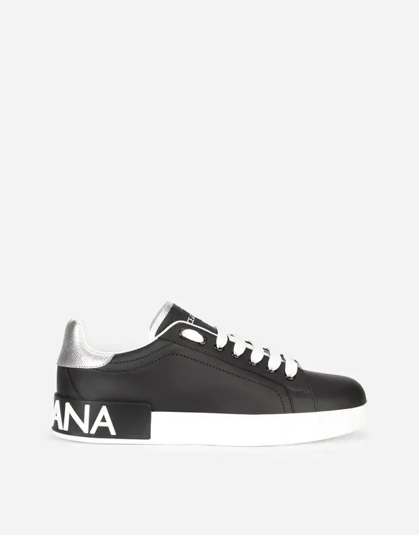 Dolce & Gabbana Calfskin Nappa Portofino Sneakers - Black/silver