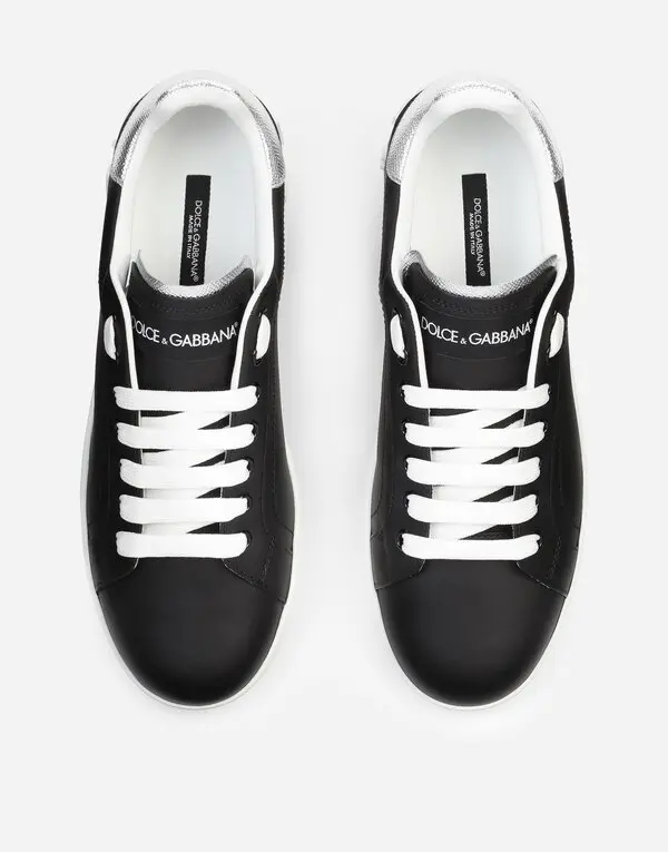 Dolce & Gabbana Calfskin Nappa Portofino Sneakers - Black/silver