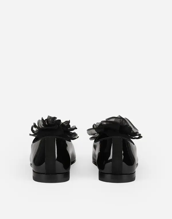 Dolce & Gabbana Patent Leather Slippers With Floral Detail