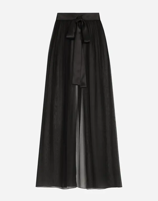 Dolce & Gabbana Long Silk Chiffon Skirt With Belt