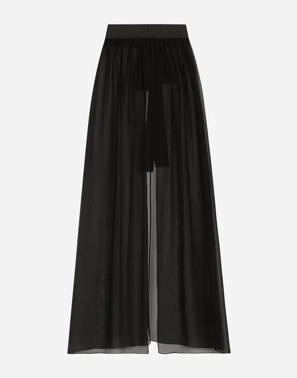 Dolce & Gabbana Long Silk Chiffon Skirt With Belt
