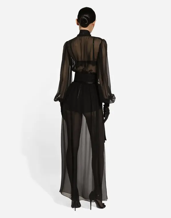 Dolce & Gabbana Long Silk Chiffon Skirt With Belt
