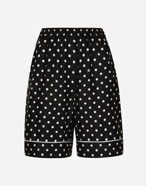 Dolce & Gabbana Silk Pajama Shorts With Polka-dot - Print