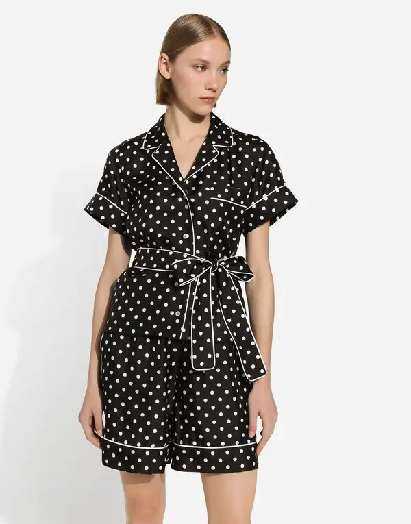Dolce & Gabbana Silk Pajama Shorts With Polka-dot - Print