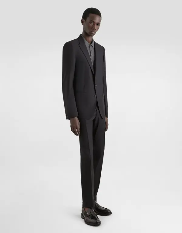 Dolce & Gabbana Wool Polo-shirt With Branded Tag - Grey