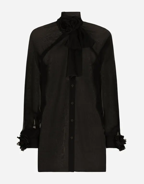 Dolce & Gabbana Floral Chiffon Shirt - Black