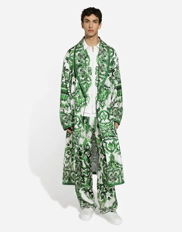 Dolce & Gabbana Silk Twill Robe With Majolica - Print
