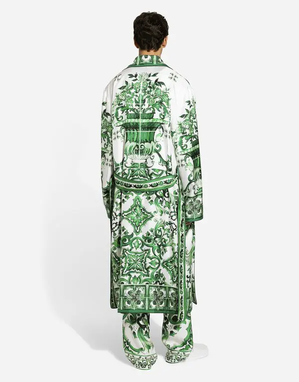 Dolce & Gabbana Silk Twill Robe With Majolica - Print