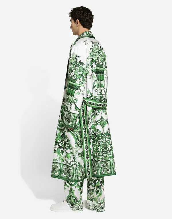 Dolce & Gabbana Silk Twill Robe With Majolica - Print