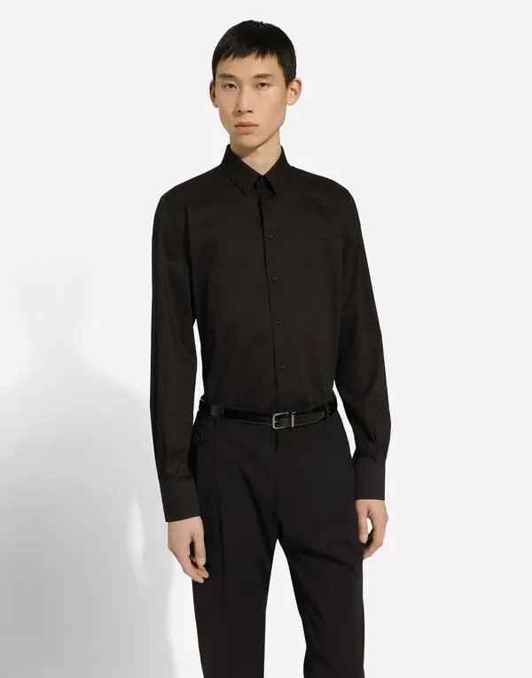 Dolce & Gabbana Stretch Cotton Gold-fit Shirt - Black