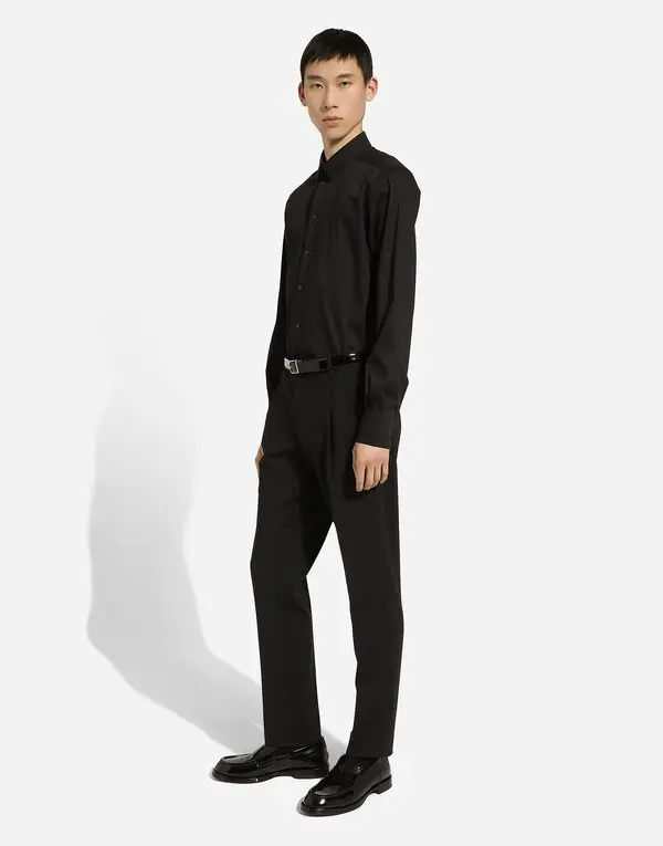 Dolce & Gabbana Stretch Cotton Gold-fit Shirt - Black