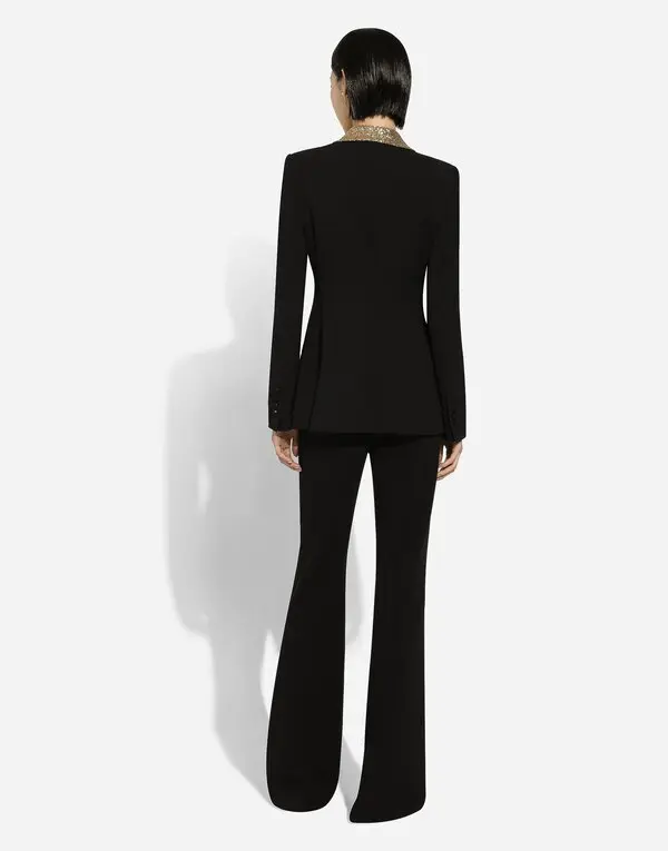Dolce & Gabbana Single-breasted Turlington Jacket With Sequined Lapels - Black