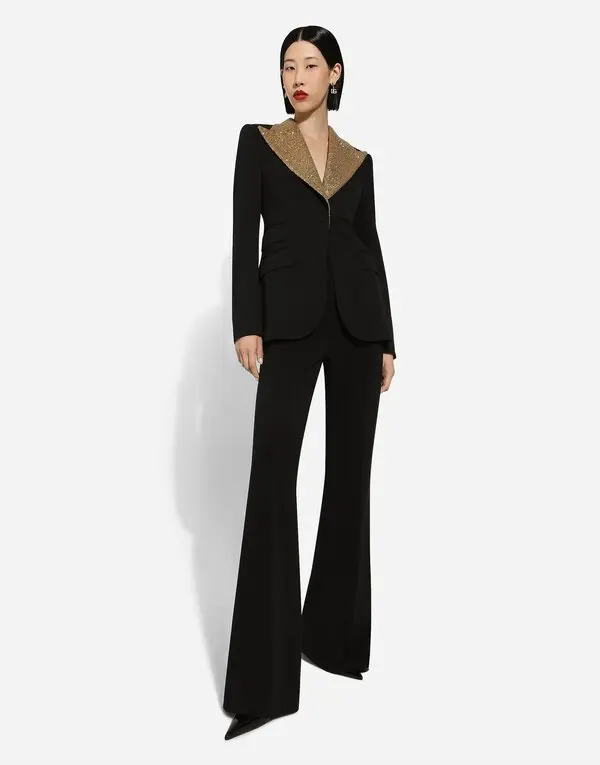Dolce & Gabbana Single-breasted Turlington Jacket With Sequined Lapels - Black