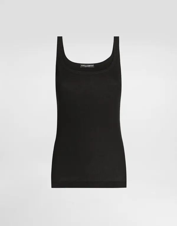 Dolce & Gabbana Fine-rib Cotton Tank Top - Black