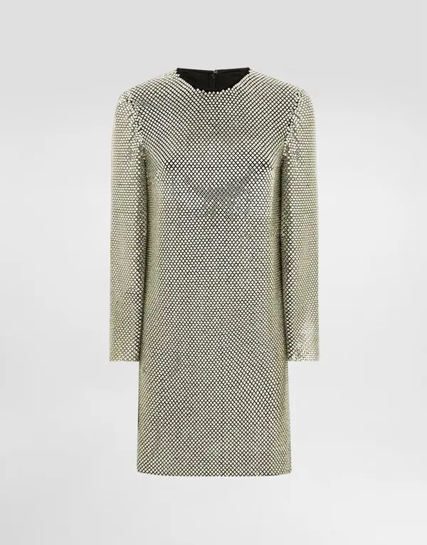 Dolce & Gabbana Short Crystal Mesh Dress - Gold