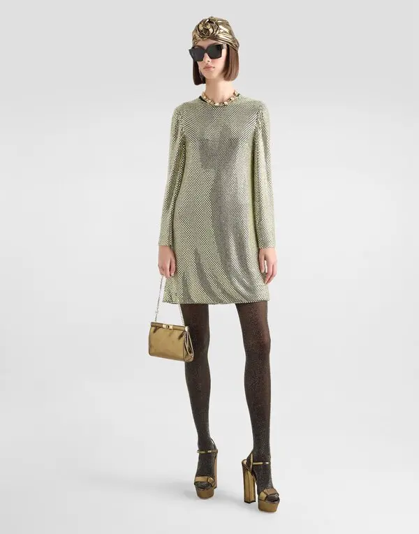 Dolce & Gabbana Short Crystal Mesh Dress - Gold