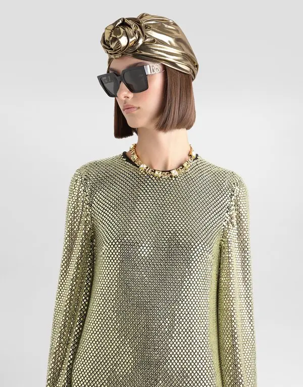 Dolce & Gabbana Short Crystal Mesh Dress - Gold