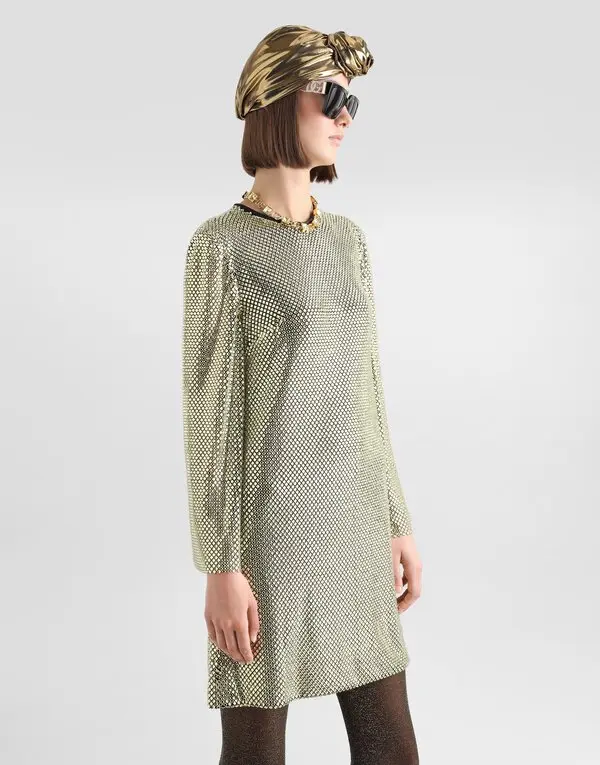 Dolce & Gabbana Short Crystal Mesh Dress - Gold