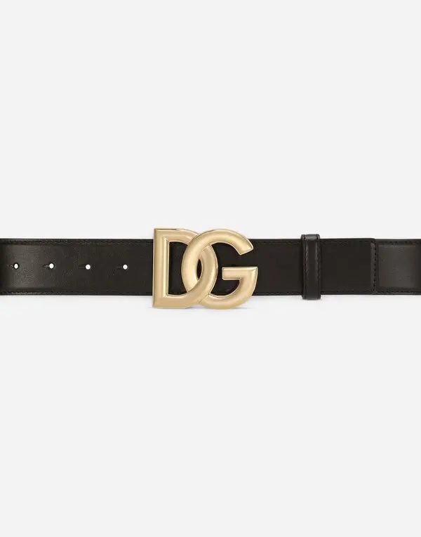 Dolce & Gabbana Calfskin Belt With Dg Logo - Black
