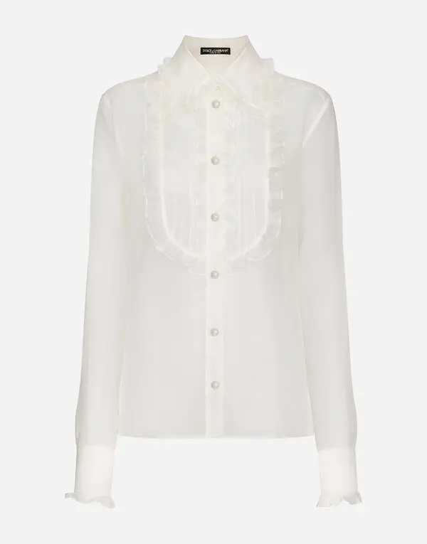 Dolce & Gabbana Silk Organza Shirt With Ruffles