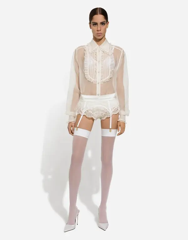 Dolce & Gabbana Silk Organza Shirt With Ruffles