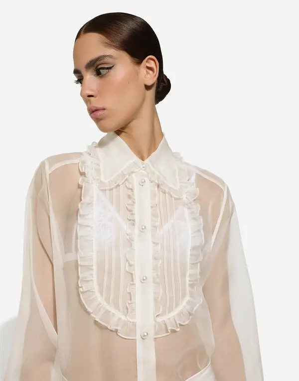 Dolce & Gabbana Silk Organza Shirt With Ruffles